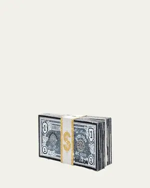 Judith Leiber Billions Stack Of Cash Clutch Bag - Black/white