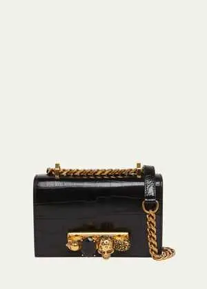 Alexander McQueen Mini Jeweled Satchel Bag - Black