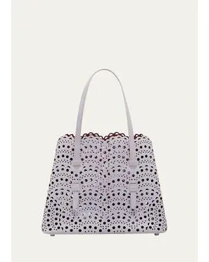 Alaïa ALAIA Mina 25 Vienne Wave Perforated Leather Tote Bag Bleu Lavander