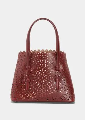 Alaïa ALAIA Mina 25 Vienne Wave Perforated Leather Tote Bag - Rouge Grenat