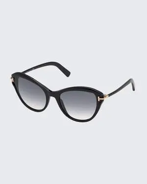 TOM FORD TOM FORD Leigh Cat-Eye Sunglasses 01b Black Smoke