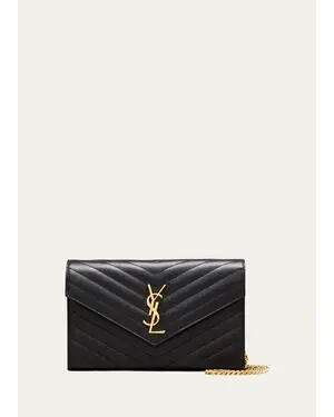 Saint Laurent YSL Monogram Wallet On Chain Black