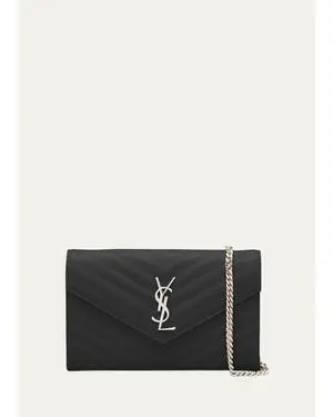 Saint Laurent Monogram Wallet On Chain - Black