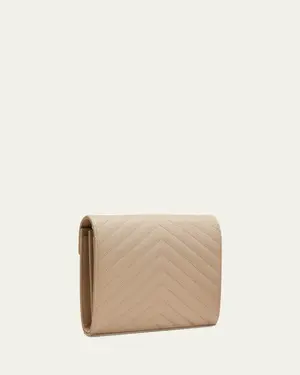 Saint Laurent Monogram Wallet On Chain - Dark Beige