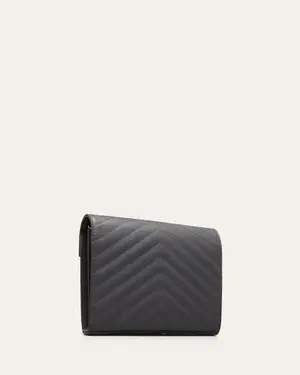 Saint Laurent Monogram Wallet On Chain - Dark Beige