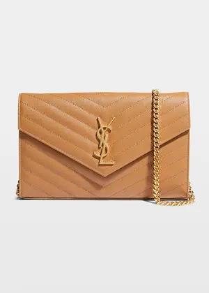 Saint Laurent YSL Monogram Wallet On Chain Naturel Dark