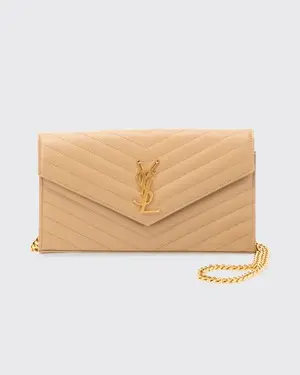Saint Laurent YSL Monogram Wallet On Chain Vert Kaki