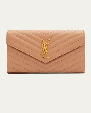 Saint Laurent YSL Monogram Wallet On Chain Vintage Peach