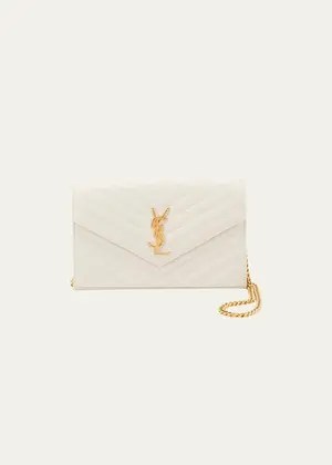 Saint Laurent YSL Monogram Wallet On Chain White