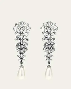 BEN-AMUN Crystal And Pearly Teardrop Dangle Earrings - Silver