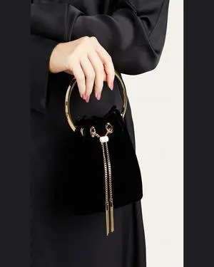 JIMMY CHOO Bon Bon Velvet Top Handle Bag - Black