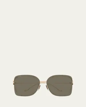 Gucci Rimless Square Metal Sunglasses - Shiny Rose Gold