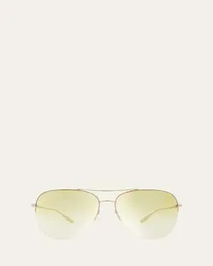 Barton Perreira Chevalier Titanium Aviator Sunglasses Gold