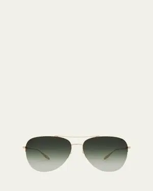 Barton Perreira Chevalier Titanium Aviator Sunglasses - Green
