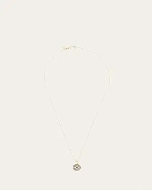 SYDNEY EVAN Small Diamond Evil Eye Medallion Necklace - Yellow Gold