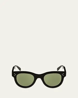 Celine Studded Acetate Round Frame Sunglasses - Black Pattern