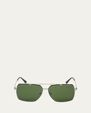 TOM FORD Men's Lionel Square Metal Double-Bridge Sunglasses - One-color