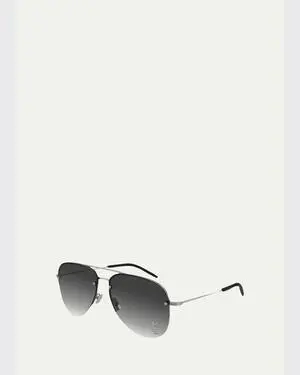 Saint Laurent Semi-rimless Metal Aviator Sunglasses