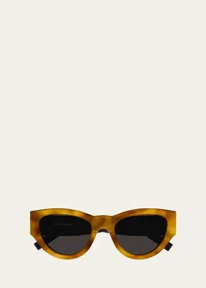 Saint Laurent Saint Laurent Acetate Cat-Eye Sunglasses Shiny Brownyellow