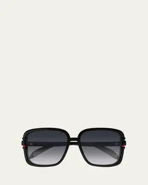 Gucci Gucci Oversized Square Sunglasses Shiny Black
