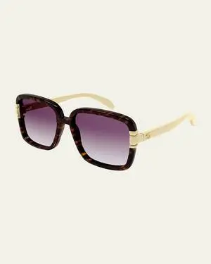 Gucci Gucci Oversized Square Sunglasses Shiny Dark Havana