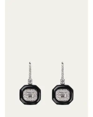 Nikos Koulis Oui 18k Gold Diamond & Black Enamel Drop Earrings - White