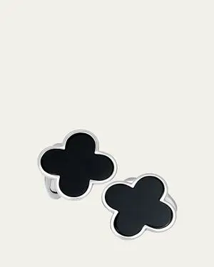 JAN LESLIE Onyx Clover Cuff Links - Black