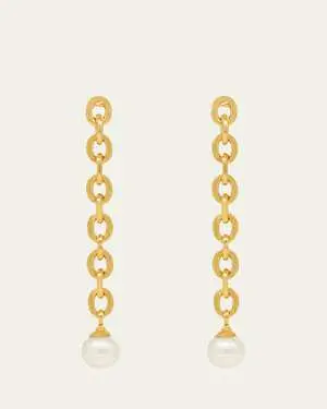 BEN-AMUN Pearly Chain-link Drop Earrings - Gold