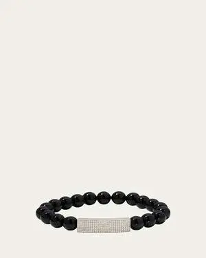 SYDNEY EVAN 8mm Onyx And Diamond Bar Bracelet