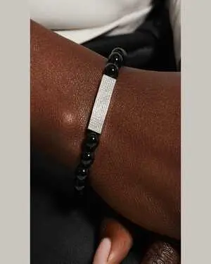 SYDNEY EVAN 8mm Onyx And Diamond Bar Bracelet