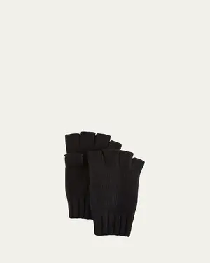 Bergdorf Goodman Cashmere Fingerless Gloves - Black