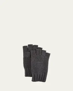 Bergdorf Goodman Cashmere Fingerless Gloves - Charcoal