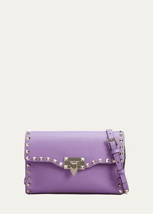 Valentino Garavani Small Rockstud Leather Shoulder Bag - Glicine