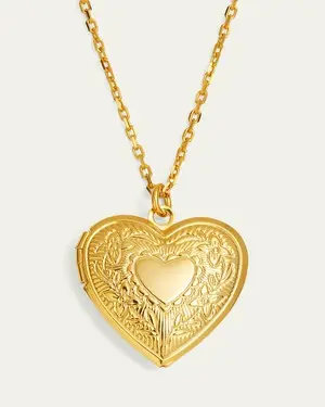 BEN-AMUN 24k Electroplated Necklace With Heart Locket - Gold