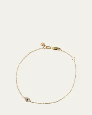 SYDNEY EVAN Small Diamond Evil Eye Bracelet - Sapphire