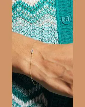 SYDNEY EVAN Small Diamond Evil Eye Bracelet - Sapphire