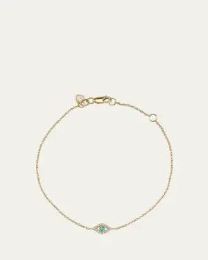 SYDNEY EVAN Small Diamond Evil Eye Bracelet - Turquoise