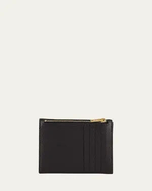 Saint Laurent Monogram Flap Card Case In Grained Leather - Black