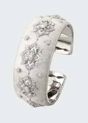 Buccellati Opera 18k White Gold Diamond Cuff Bracelet, Size 16 - One-color