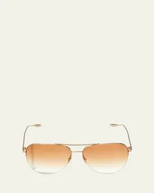 Barton Perreira Barton Perreira Chevalier Aviator Sunglasses Gold / Tawny