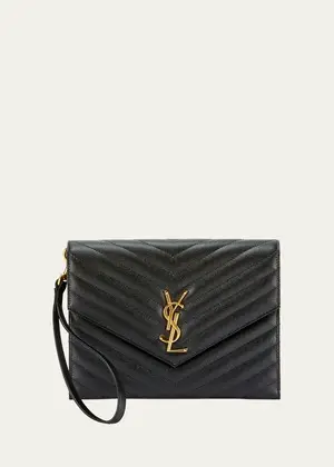 Saint Laurent Monogram Flap Clutch - Black