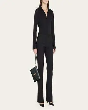 Saint Laurent Monogram Flap Clutch - Black