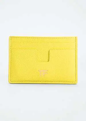 TOM FORD TF Card Holder In Grained Leather Acid Yellow