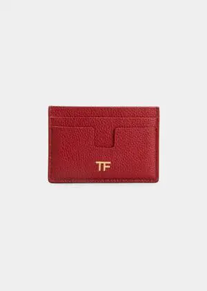 TOM FORD TF Card Holder In Grained Leather Jungle Red