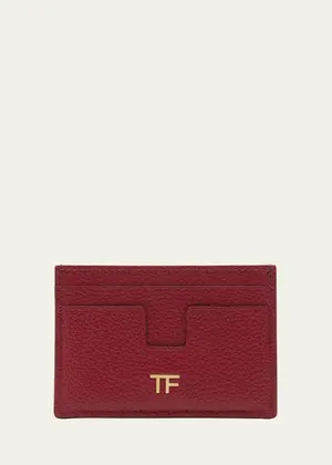 TOM FORD TF Card Holder In Grained Leather Red