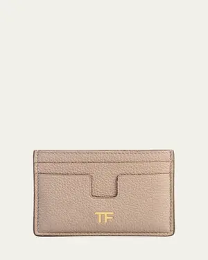 TOM FORD TF Card Holder In Grained Leather Silk Taupe