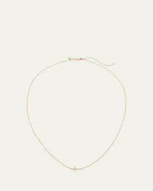 SYDNEY EVAN Small Pave Diamond Cross Necklace - Gold