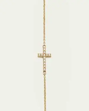SYDNEY EVAN Small Pave Diamond Cross Necklace