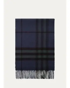 Burberry Giant Check Cashmere Scarf - Blue Multi