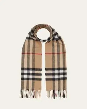 Burberry Giant Check Cashmere Scarf Dark Beige